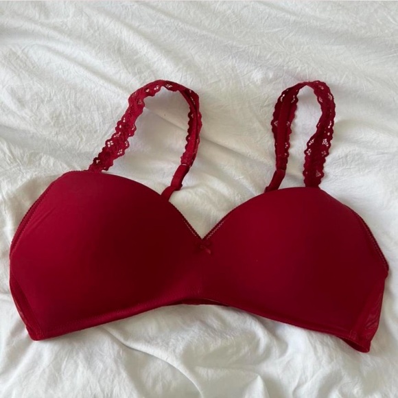 aerie | Intimates & Sleepwear | 34c Wireless Red Lace Aerie Bra | Poshmark